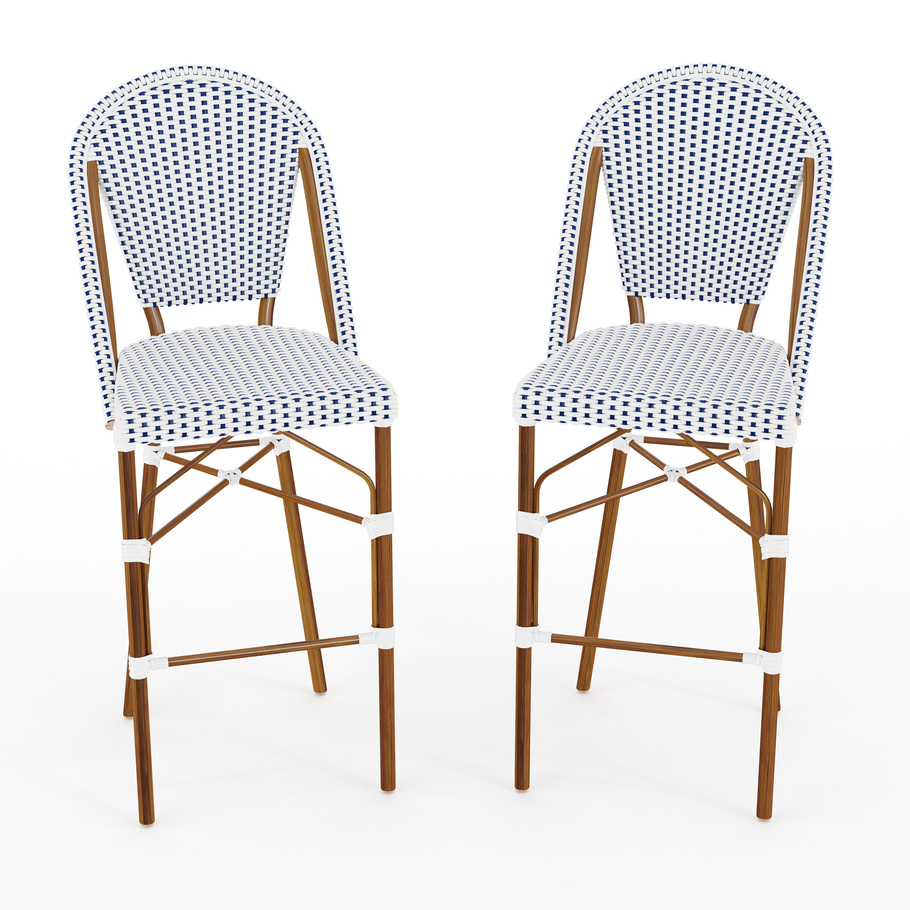 Martha Stewart Set of 2 Indoor-Outdoor Stackable Bistro Bar Stools with ...