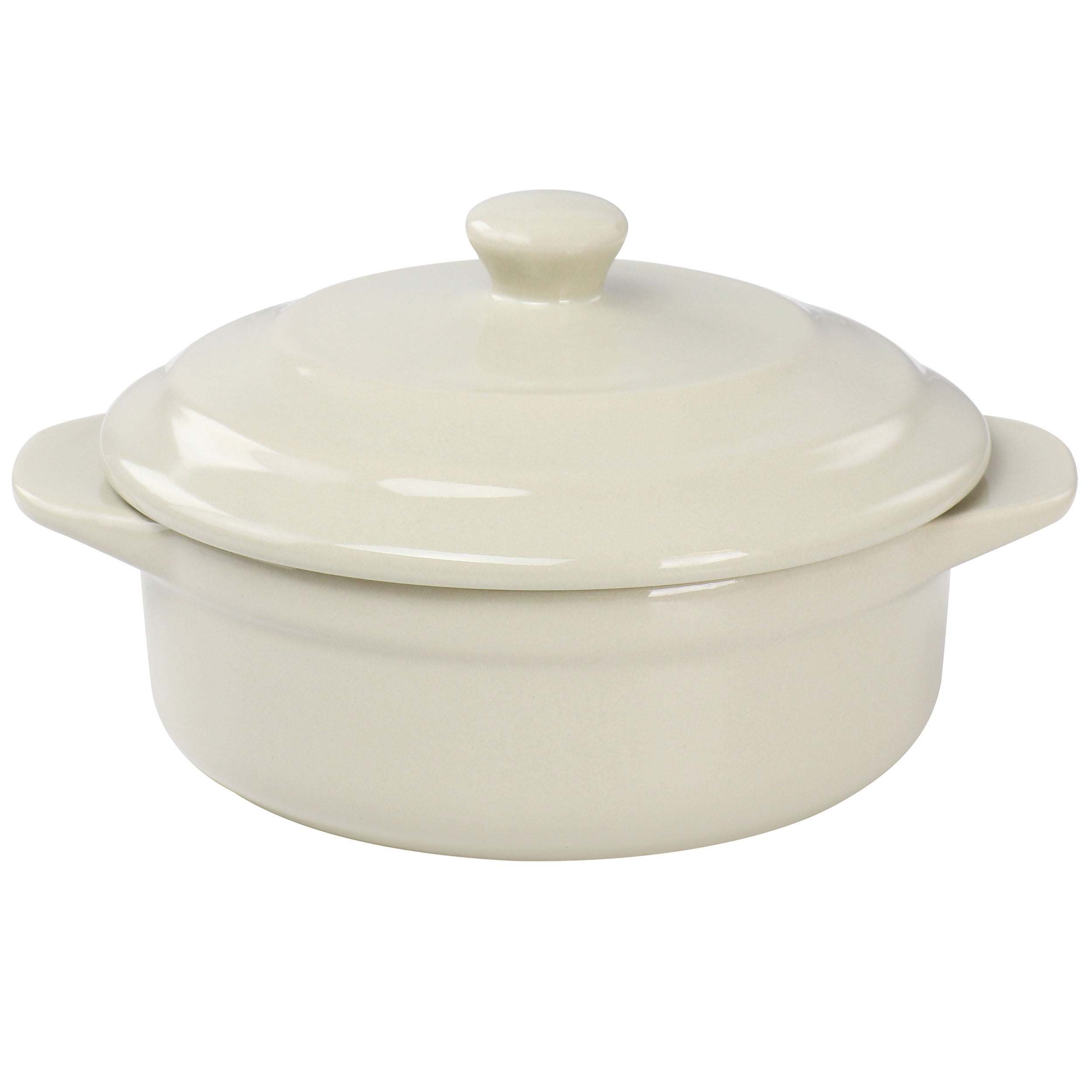 Martha Stewart Stoneware Round Mini Casserole with Lid in Beige ...