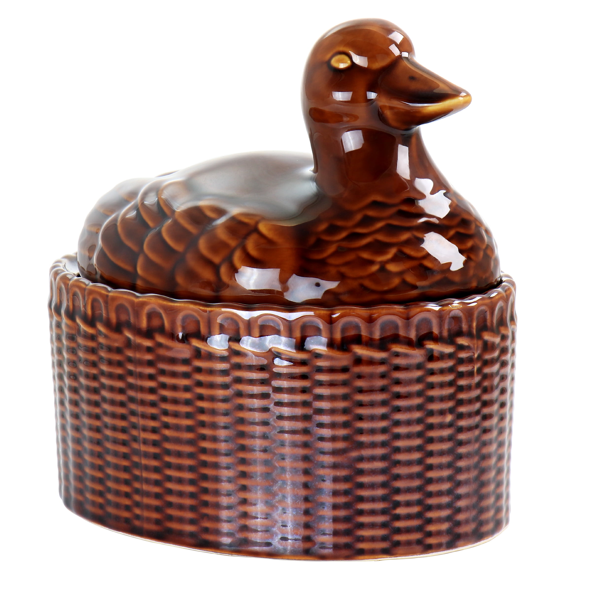Martha Stewart Stoneware Sculpted Goose Covered Oval Baker, 9", Brown ...