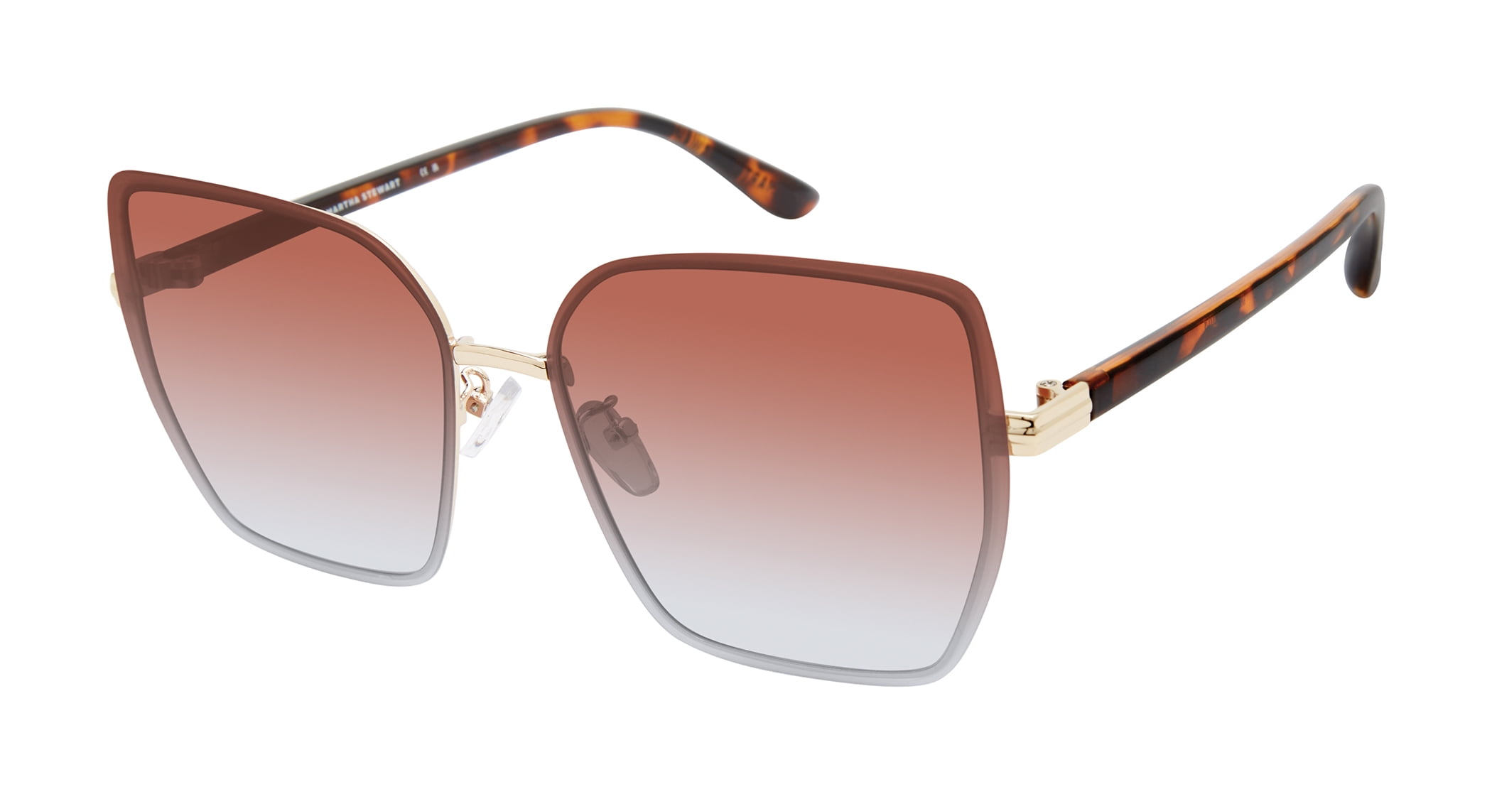 Martha Stewart Women's Geometric Metal UV400 Square Cat Eye Sunglasses ...