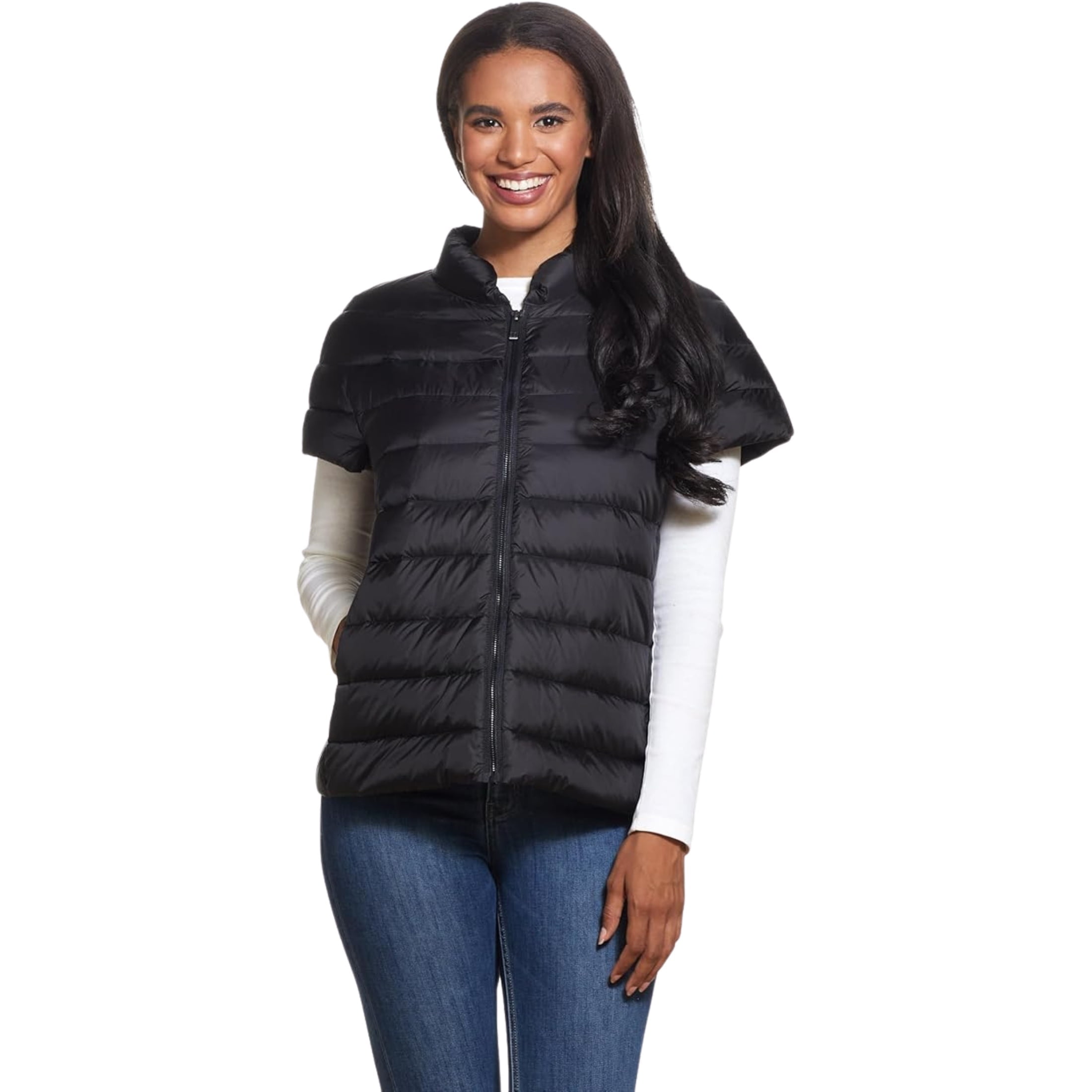 Martha Stewart Women's Short Sleeve Quilted Down Puffer Vest - Walmart.com