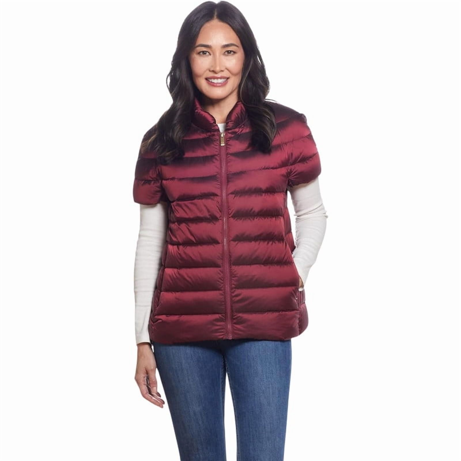 Martha Stewart Women's Short Sleeve Quilted Down Puffer Vest - Walmart.com