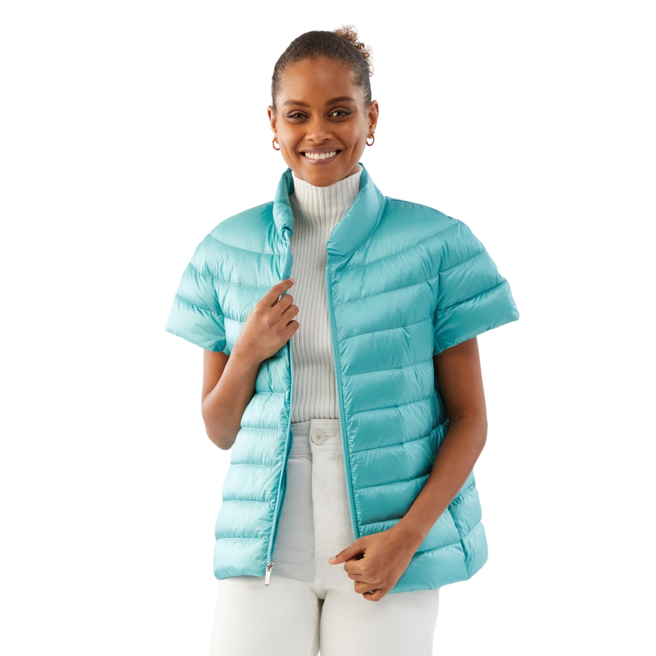 Martha Stewart Women's Short Sleeve Quilted Down Puffer Vest - Walmart.com