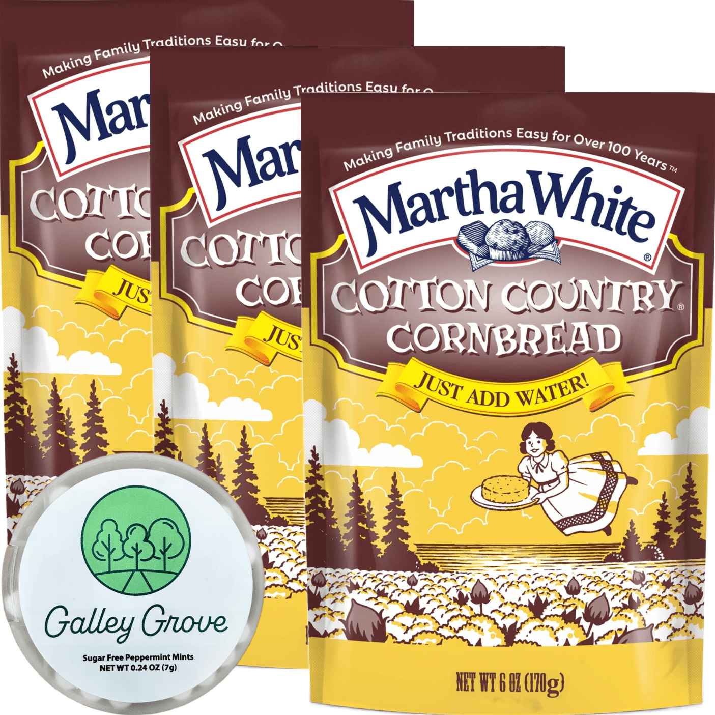 Galley Grove Instant Cornbread Mix, Just Add Water, 6 oz 3-Pack, With ...