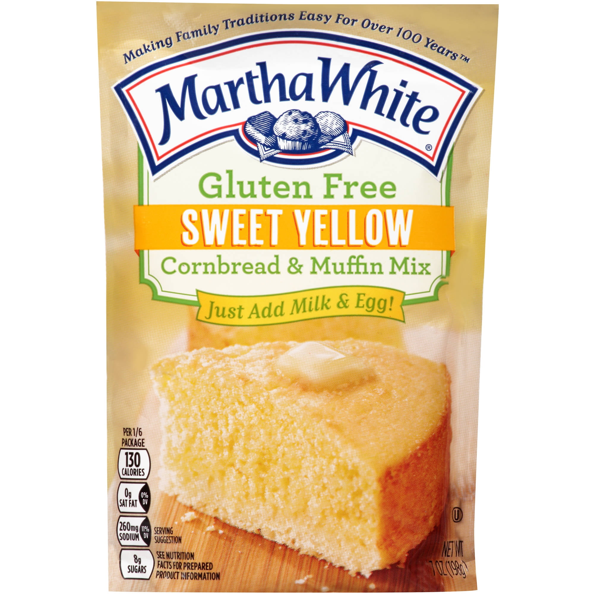 Martha White Sweet Yellow Gluten Free Cornbread Mix, 7 Oz Pouch ...