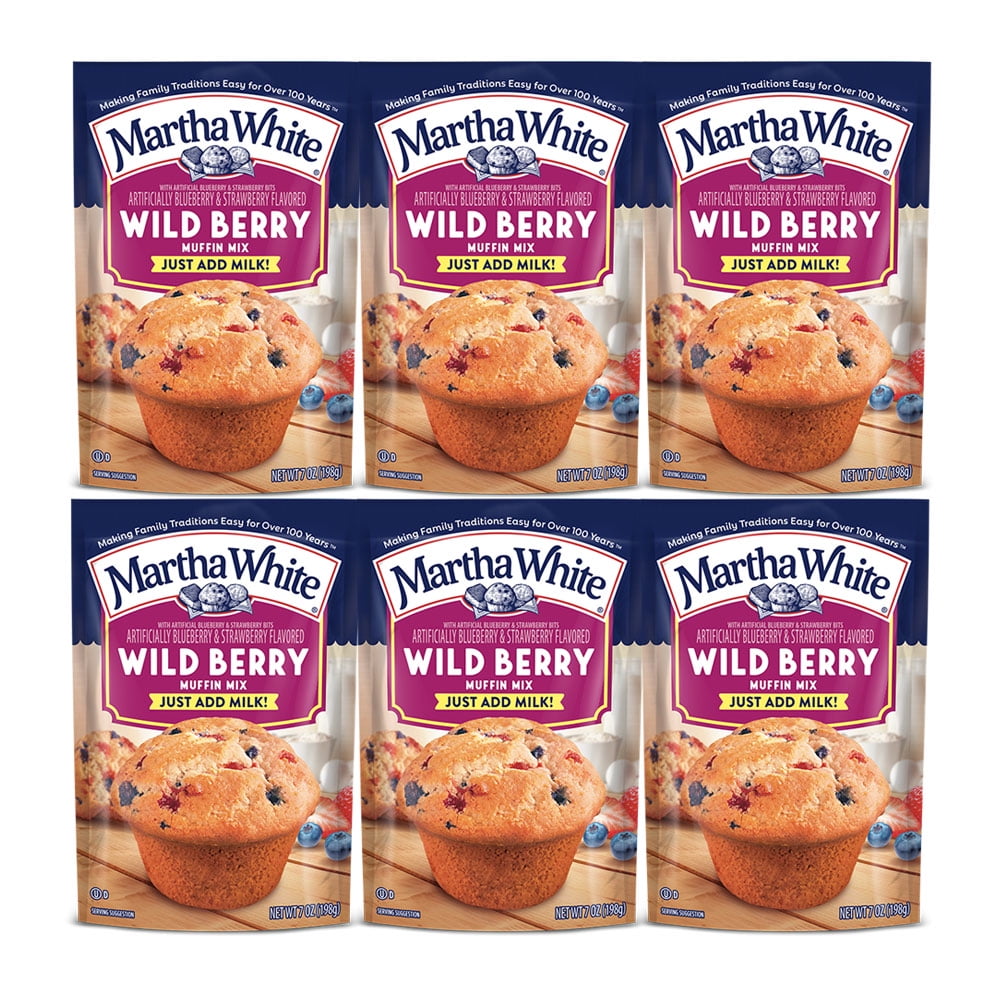 Martha White Wild Berry Flavored Muffin Mix, 7 oz - Palatize Pack of 6 ...
