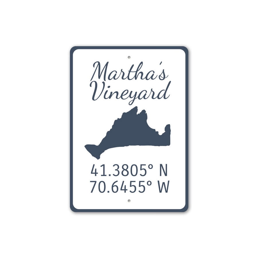 Martha's Vineyard Destination Coordinates Sign Beach House Metal Sign ...