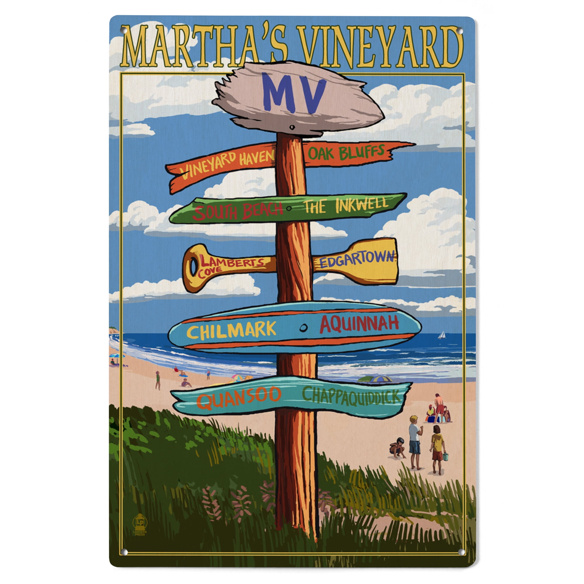 Martha's Vineyard, Massachusetts, Destination Sign Birch Wood Wall Sign ...