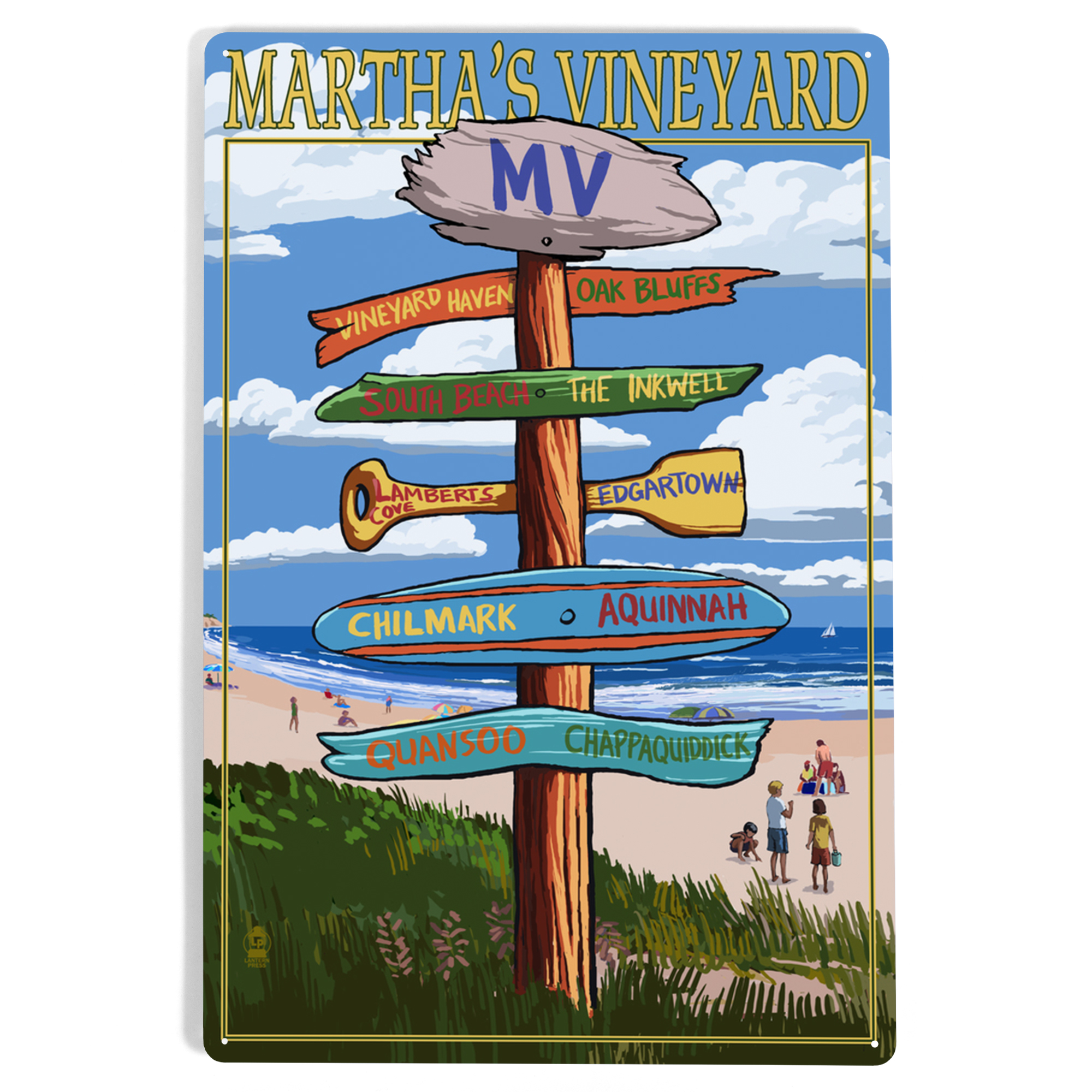 Martha's Vineyard, Massachusetts, Destinations Sign (12x18 Aluminum Art ...