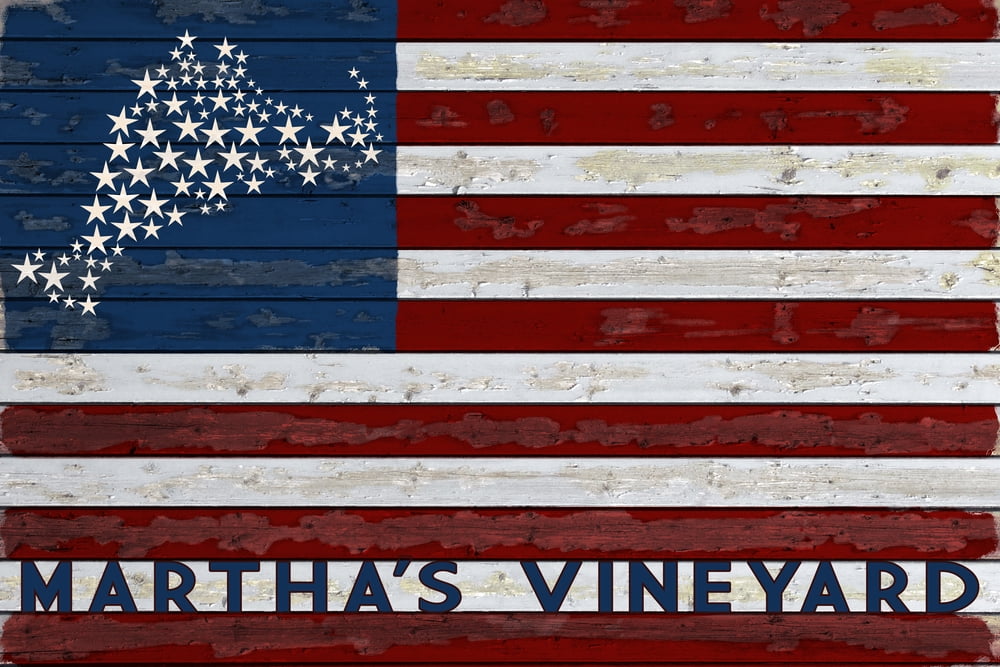 Martha's Vineyard, Massachusetts, Distressed Flag (16x24 Giclee Gallery ...