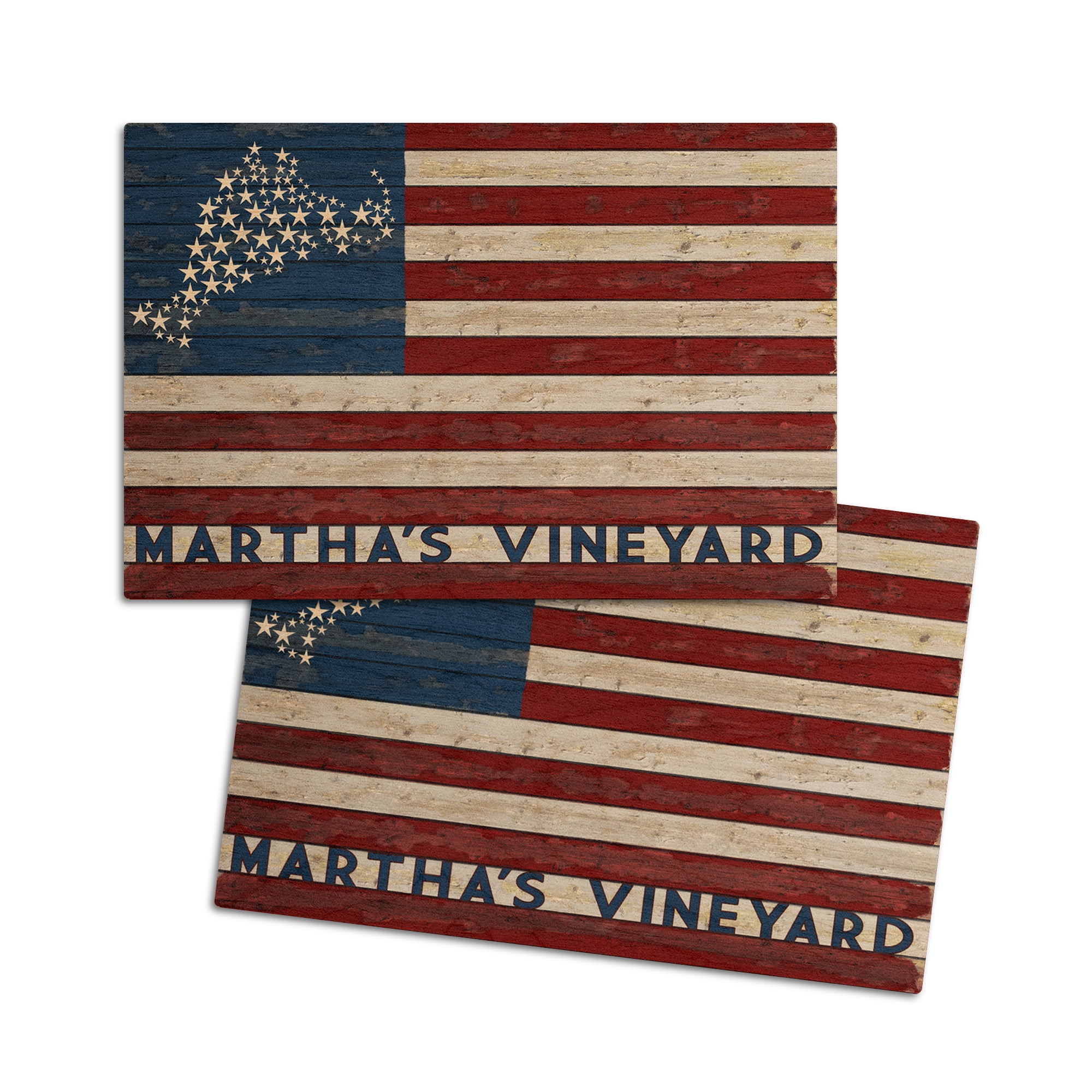 Martha's Vineyard, Massachusetts, Distressed Flag (4x6 Birch Wood ...