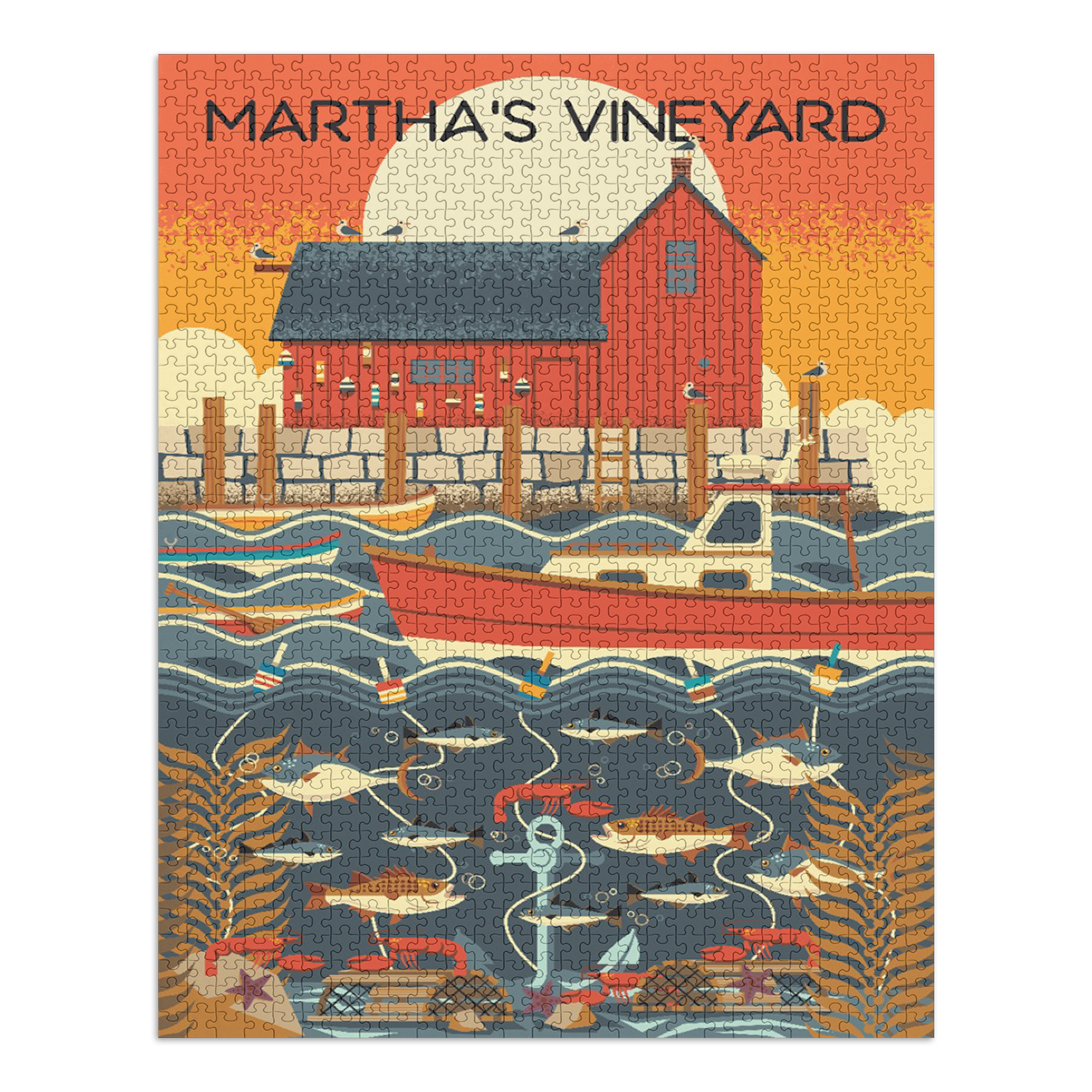 Martha's Vineyard, Massachusetts, Nautical Geometric (1000 Piece Puzzle ...