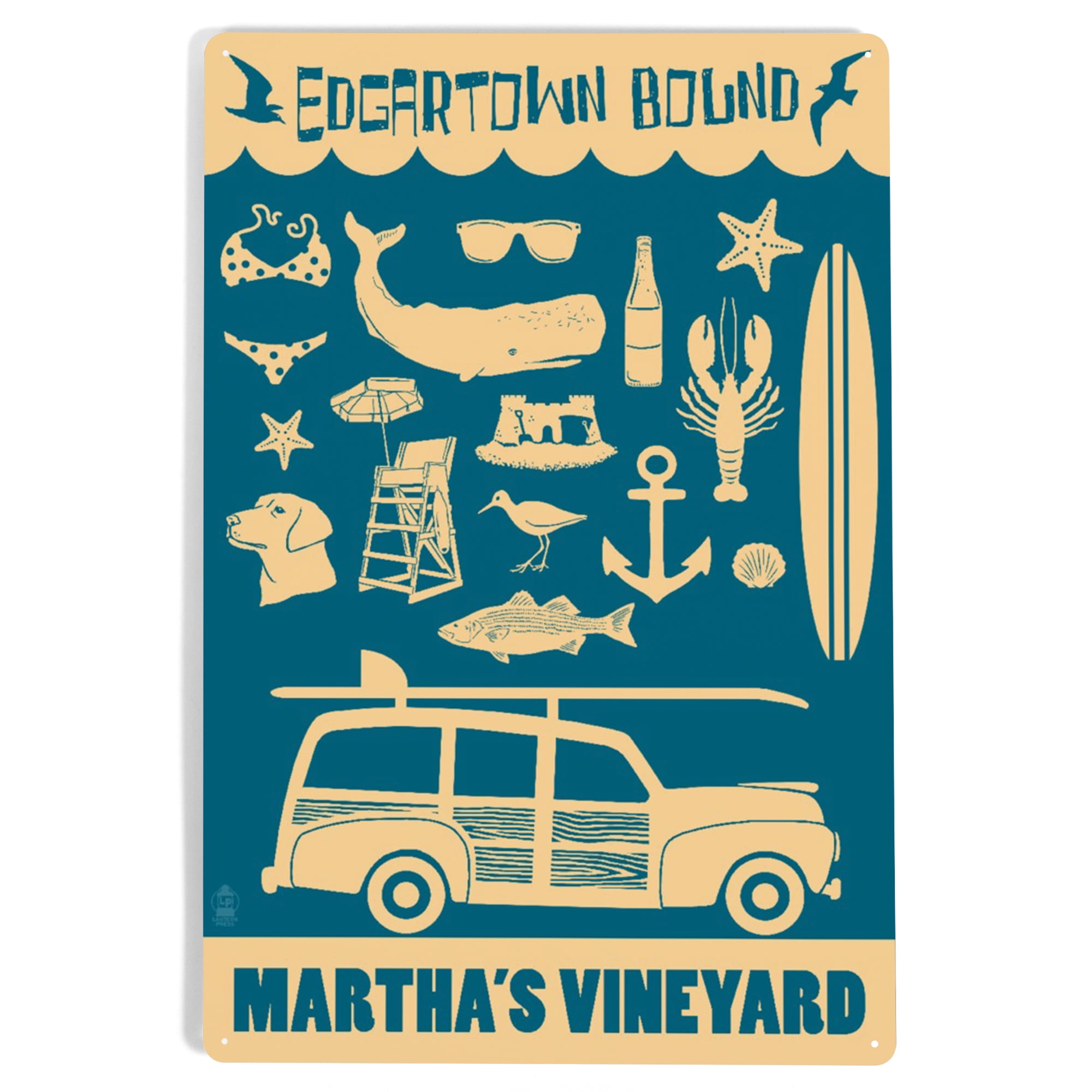Martha's Vinyard, Massachusetts, Edgartown Bound, Coastal Icons (12x18 ...