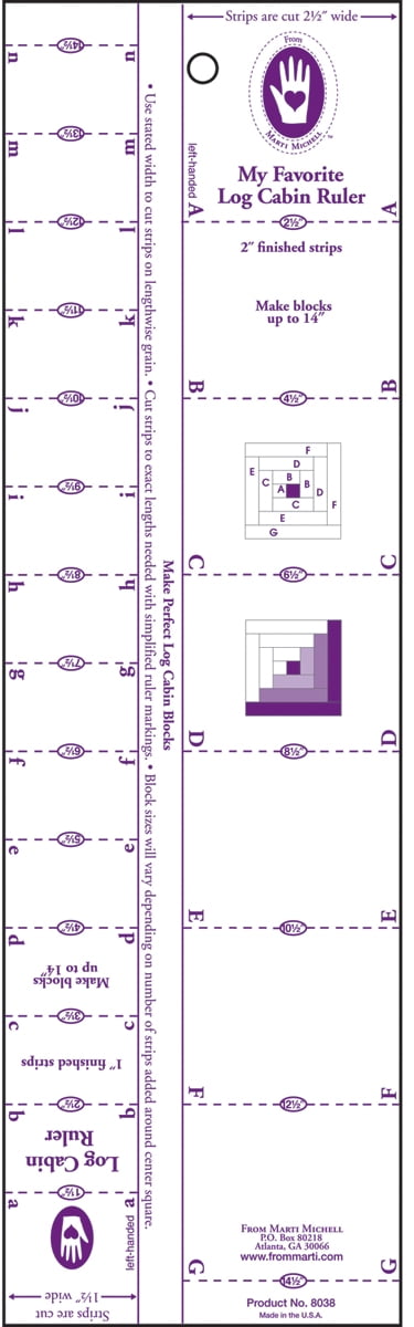 Marti Michell Log Cabin Ruler-1" To 2" Strips - Walmart.com