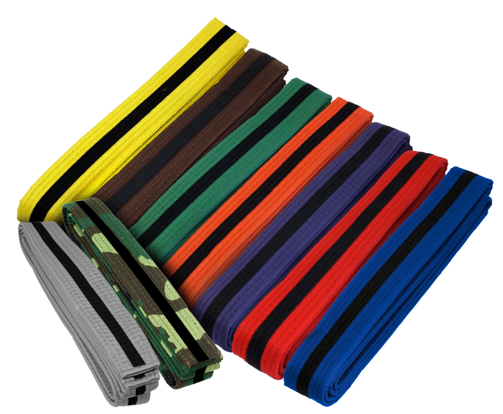 Martial Arts 1.5" Wide Karate Taekwondo Double Wrap Black Striped Color ...