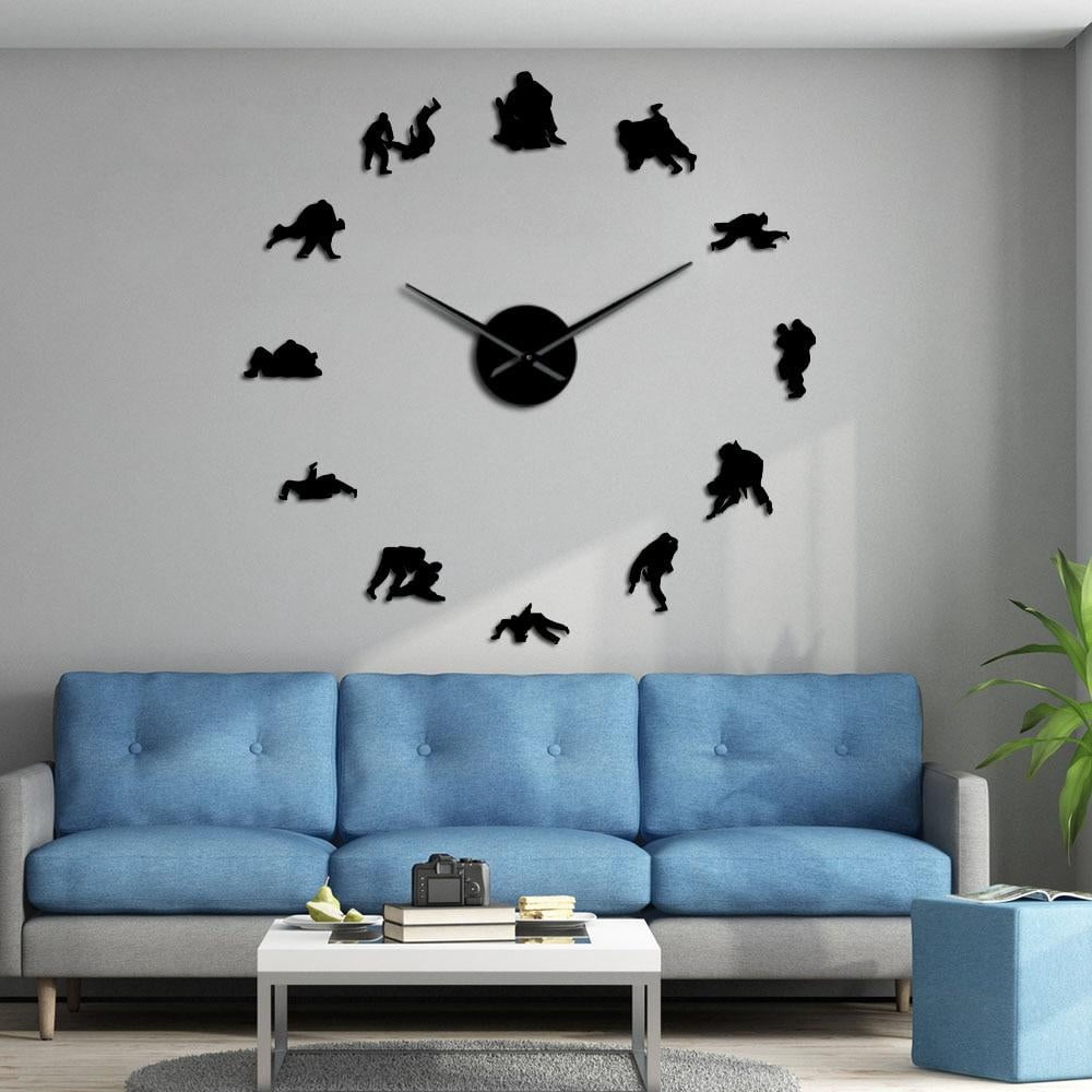 Martial Arts Judo DIY Giant Wall Clocks Jujitsu Fighter Boxing Large ...