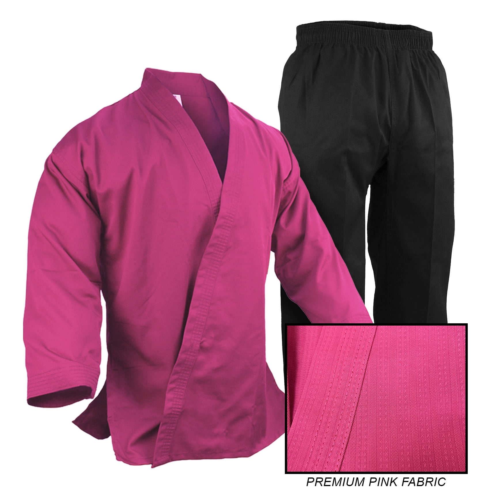 Martial Arts Karate 7.5 oz Pink Jacket with Black Pants Karate ...