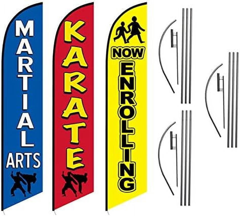 Martial Arts Karate Now Enrolling Pack of 3 Advertising Feather Banner ...