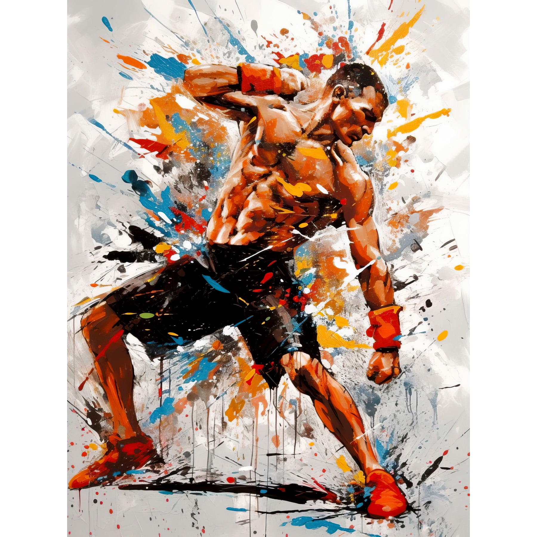 Martial Arts Kickboxer Athlete Splat Paint Art Extra Large XL Wall Art ...