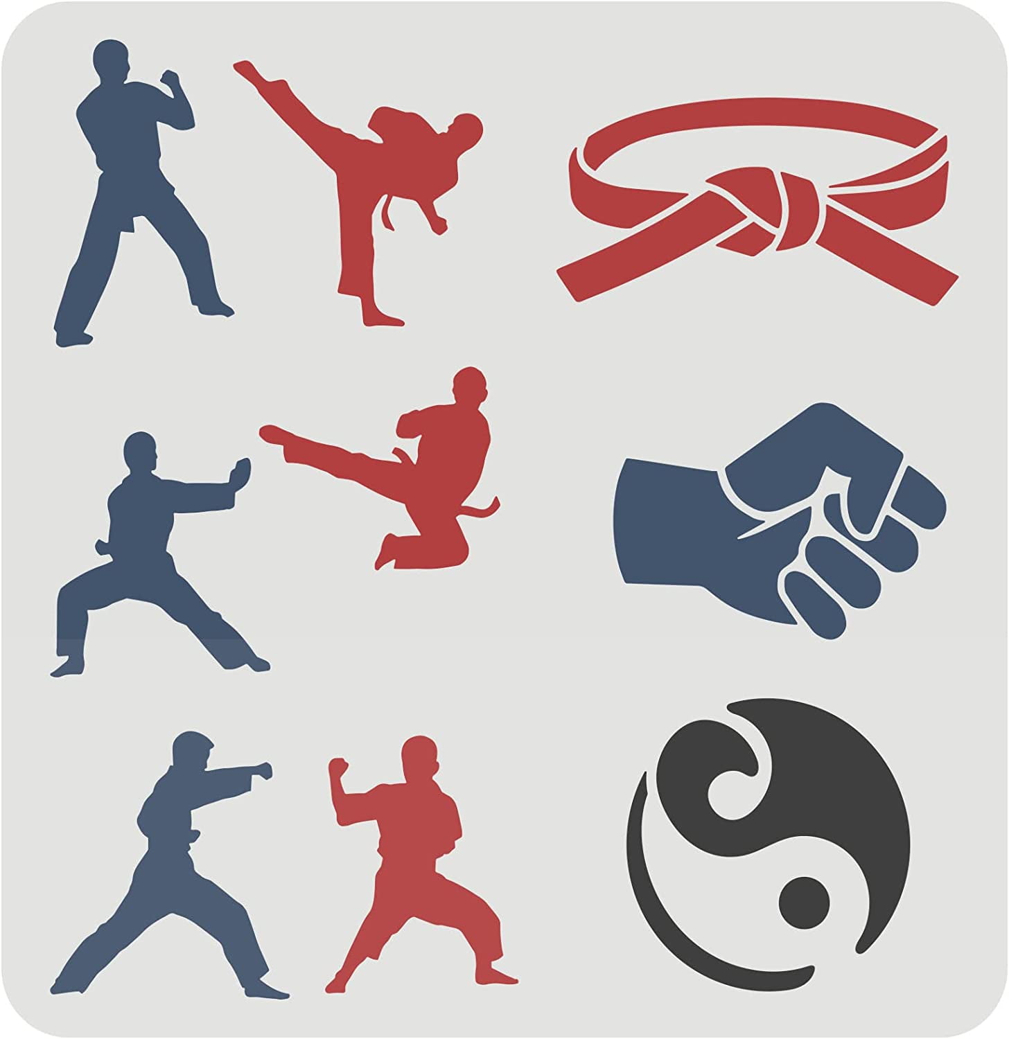 Martial Arts Stencils 11.8x11.8 inch Karate Stencil Plastic Tai Chi ...