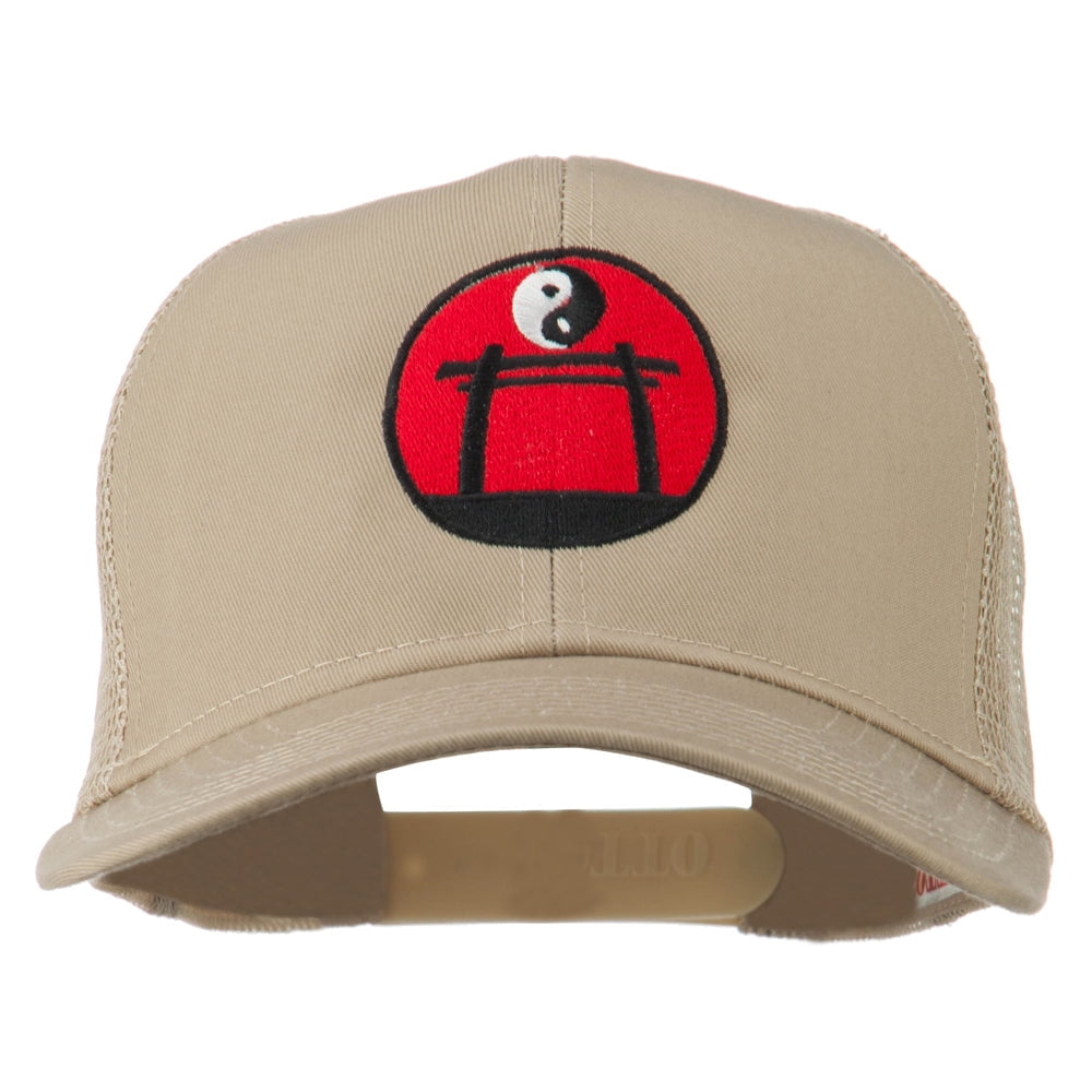 Martial Arts Yin and Yang Embroidered Mesh Cap - Khaki OSFM - Walmart.com