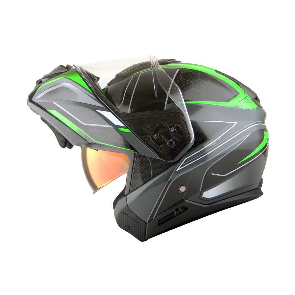 Martian Motorcycle Modular Full Face Helmet Flip up Dual Visor Sun ...
