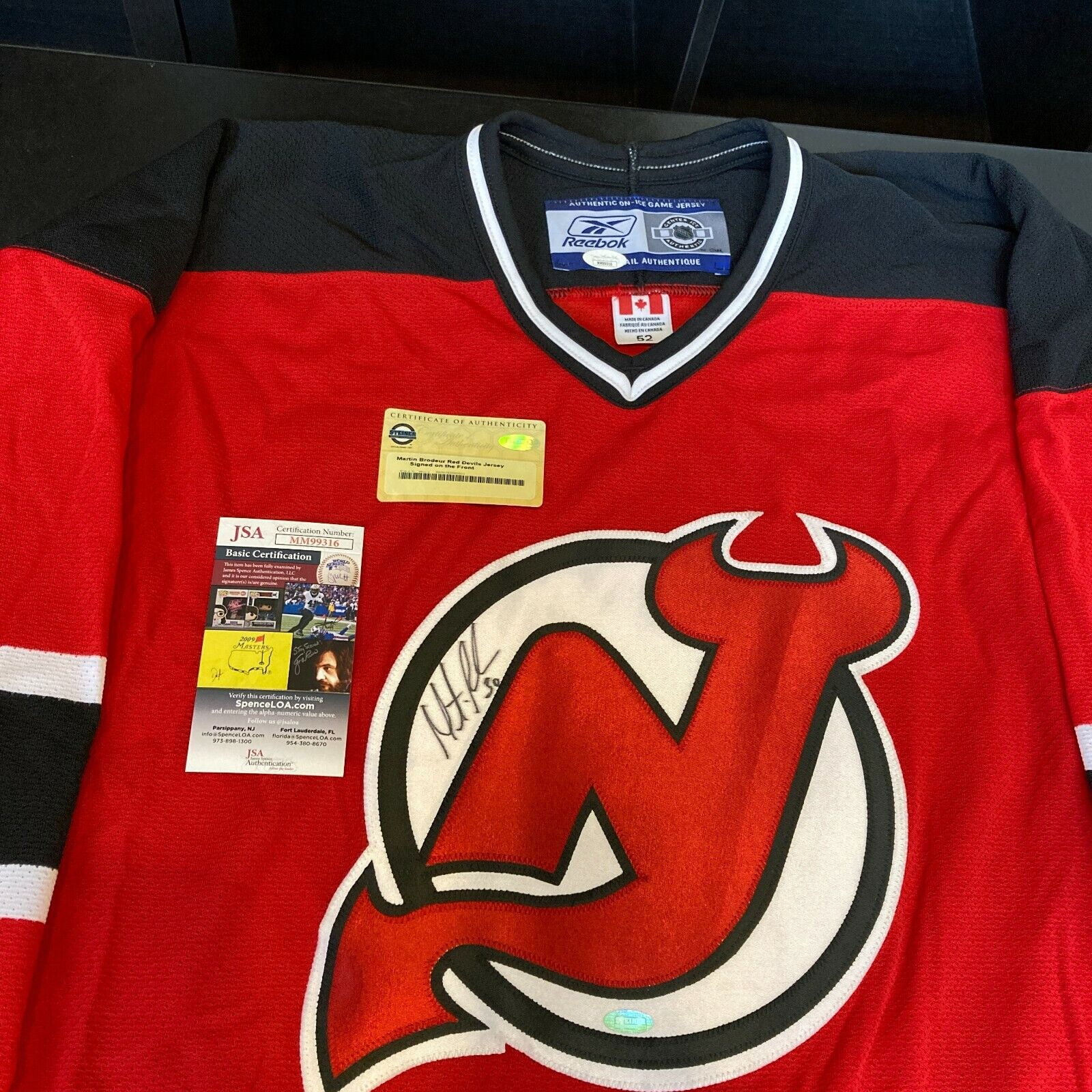 Martin Brodeur Signed Authentic New Jersey Devils Game Model Jersey ...