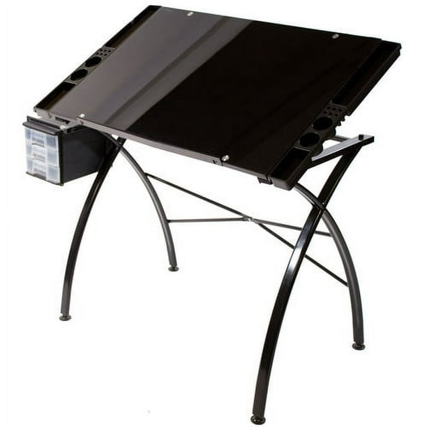 Martin Design Line Drawing Table with Glass Top, Black - Walmart.com