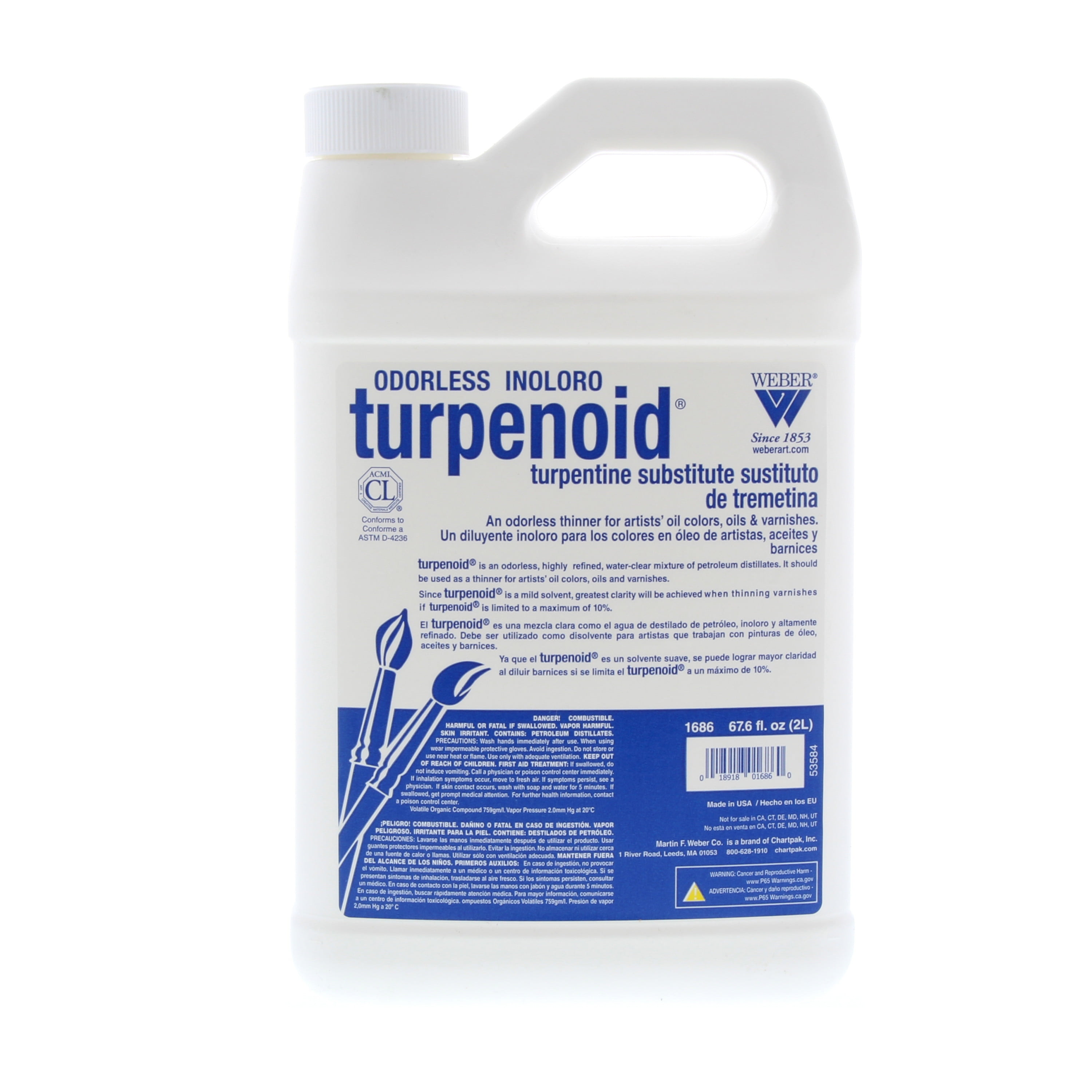 Martin F. Weber Odorless Turpenoid, 2 Liter - Compatible with Oil and ...