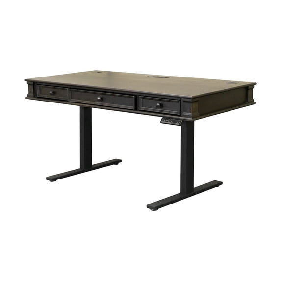 Martin Furniture 60"W Wood Electronic Sit Stand Desk Office in Dark ...
