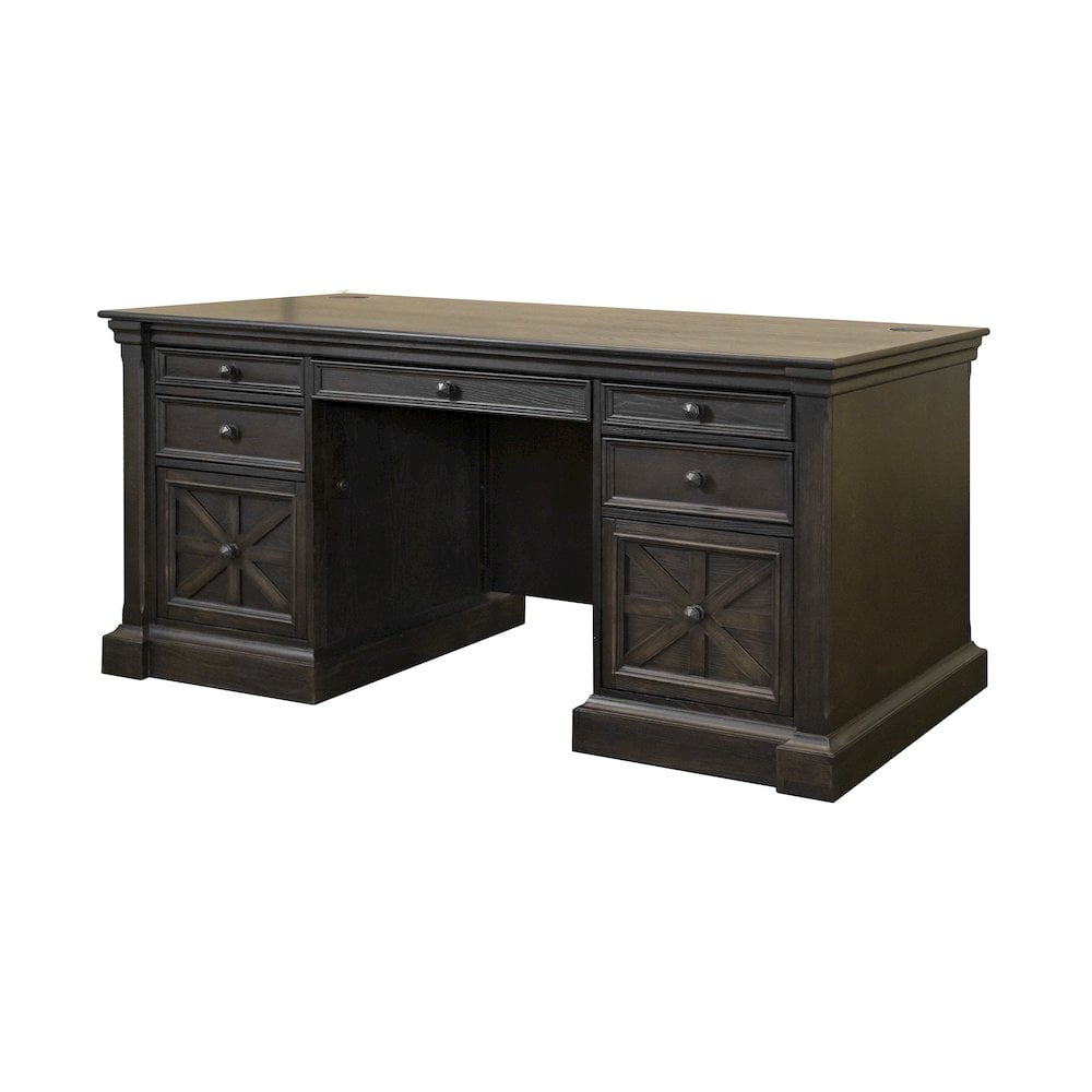 Martin Furniture 66"W Wood Double Pedestal Executive Desk Dark Brown ...