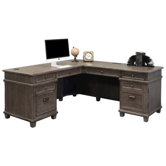 Martin Furniture Carson Wood L-Desk & Return, Writing Table, Office ...