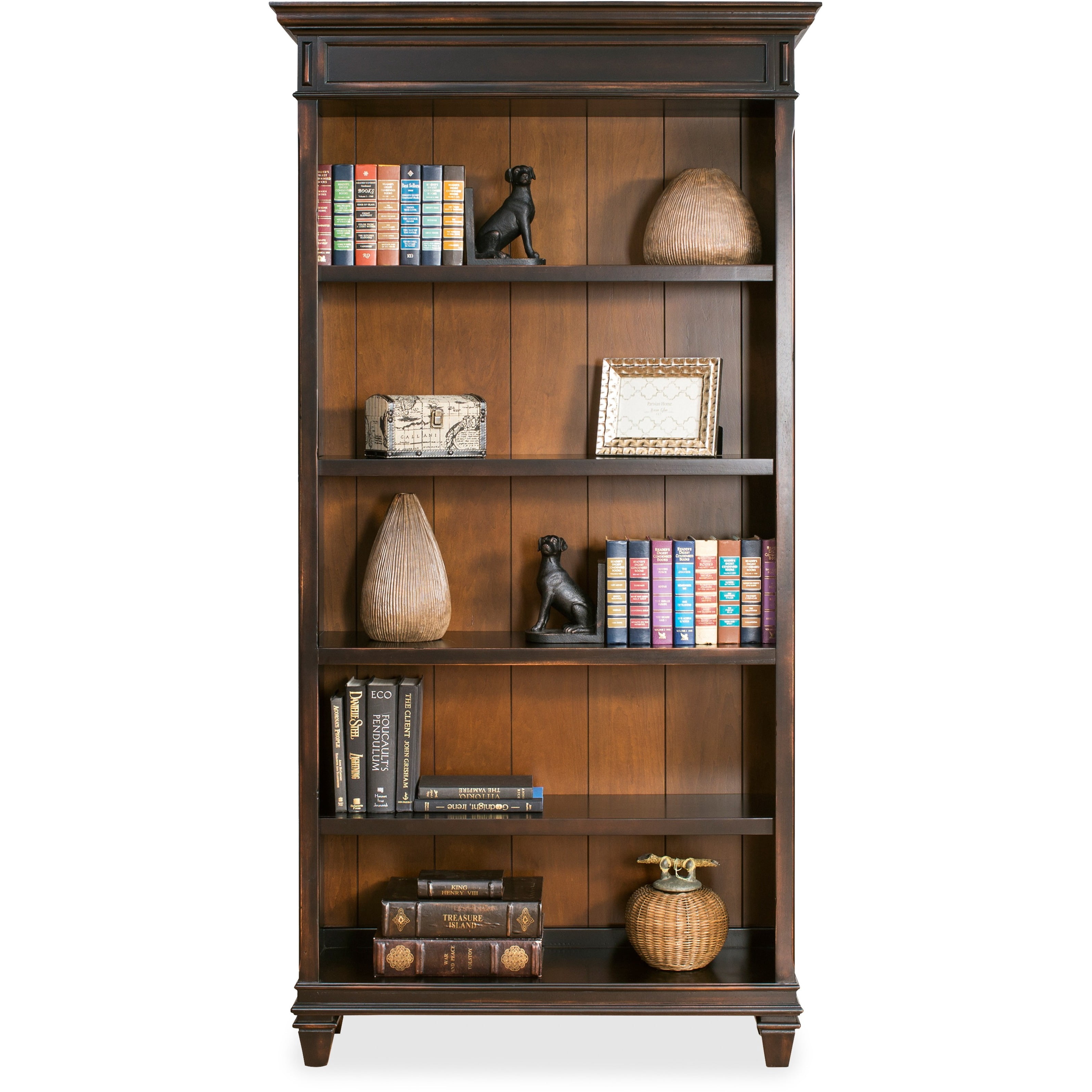 Martin Furniture Hartford Wood Bookcase in Two Tone Distressed Black ...