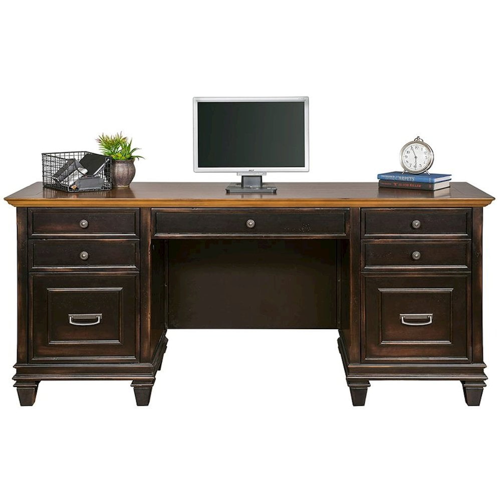 Martin Furniture Hartford Wood Credenza Office Desk Writing Table Black ...