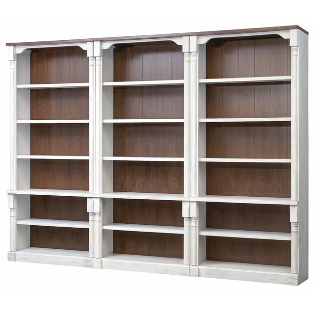 Martin Furniture Durham Three Rustic Open 8 Wood Bookcases White