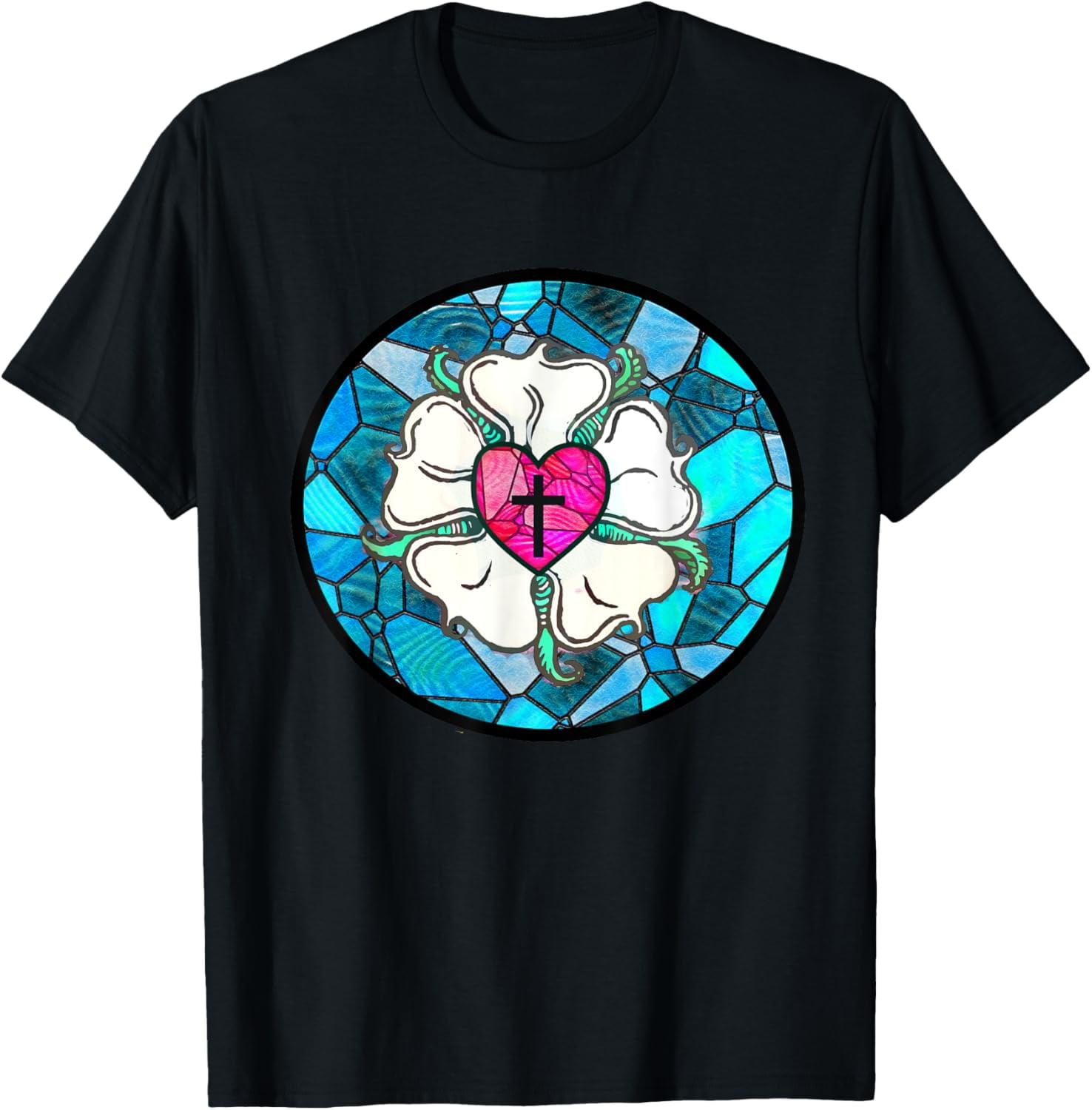Martin Luther Rose Lutheran Symbol 5 Solas T-Shirt - Walmart.com