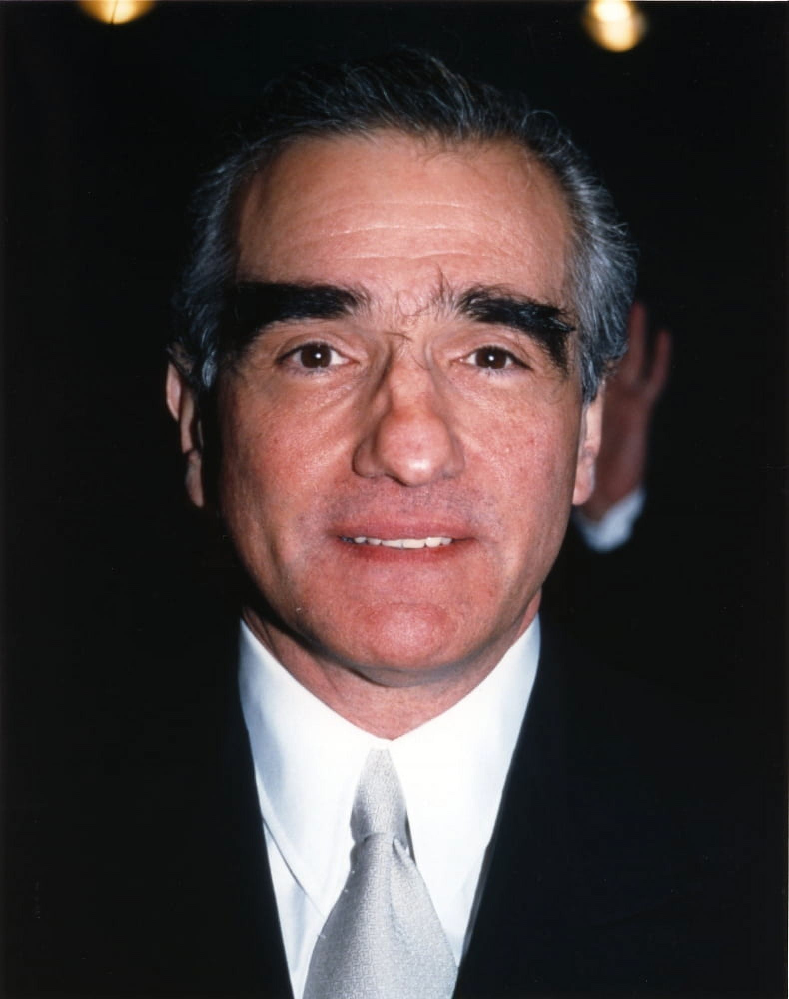 Martin Scorsese Close-up Portrait wearing Black Suit with Silver Tie ...