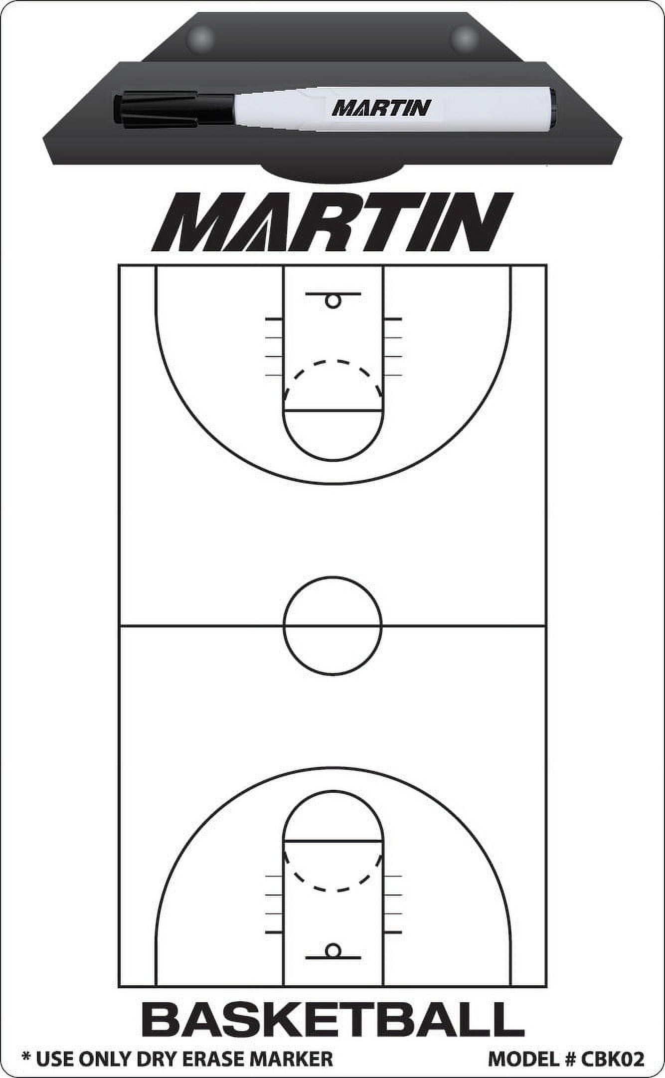 Martin Sports BASKETBALL Dry Erase Coach Board with Marker 2-Sided, 9 ...