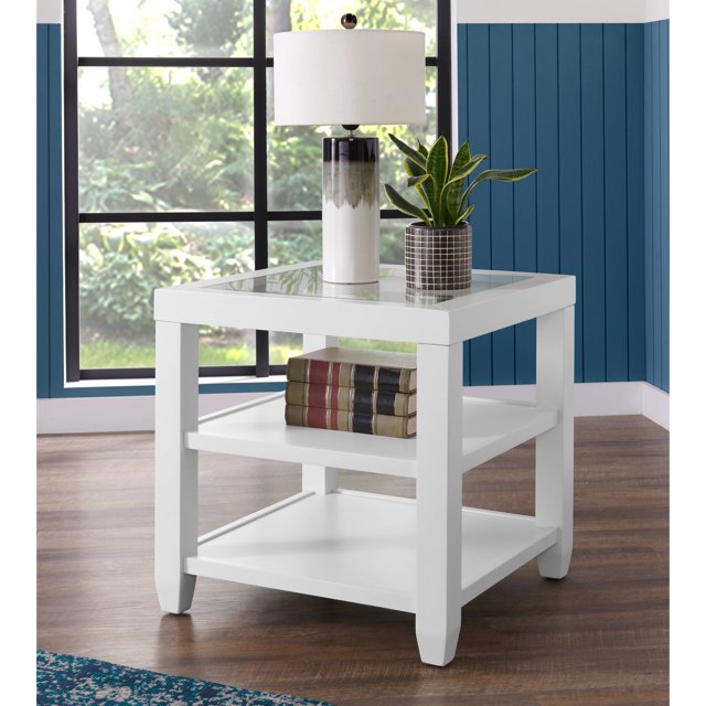 Martin Svensson Home Cordero Wood and Glass Top 24-Inch Wide End Table ...