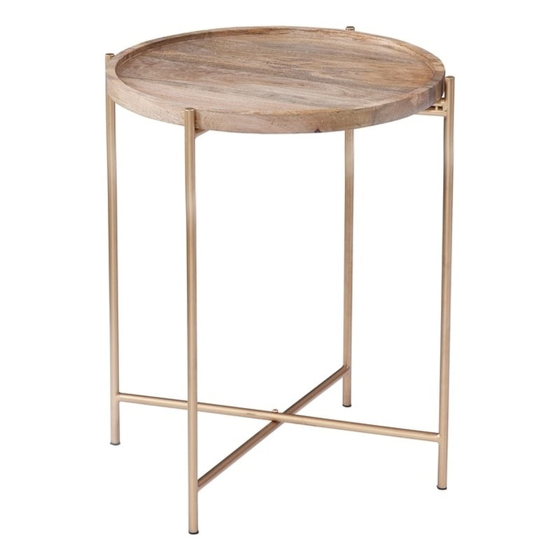 Martin Svensson Home Hemingway Round Tray Top Wood End Table in Natural ...