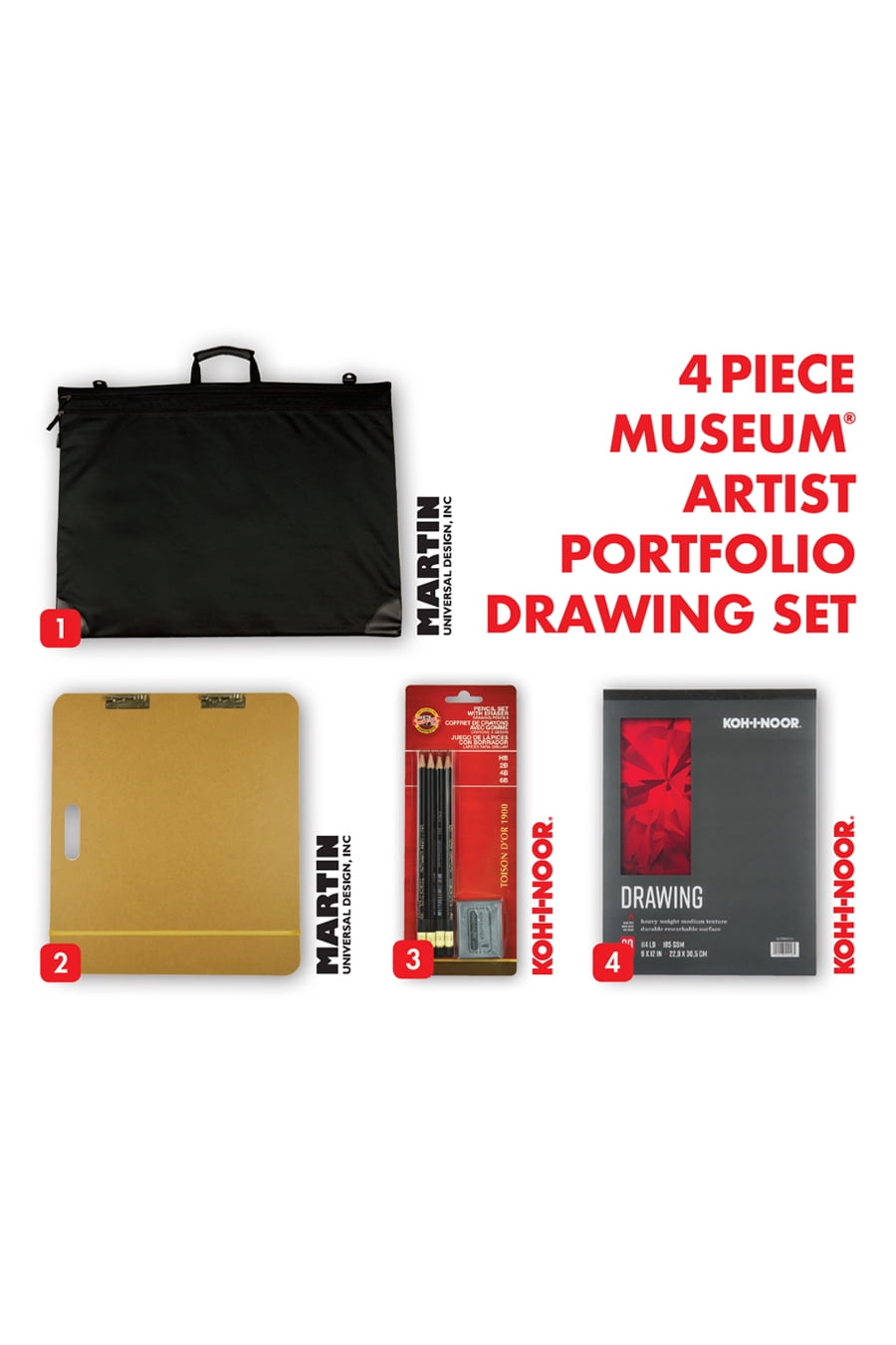 Martin Universal Design Artist Portfolio 4-Piece Drawing Set, 1 Set ...