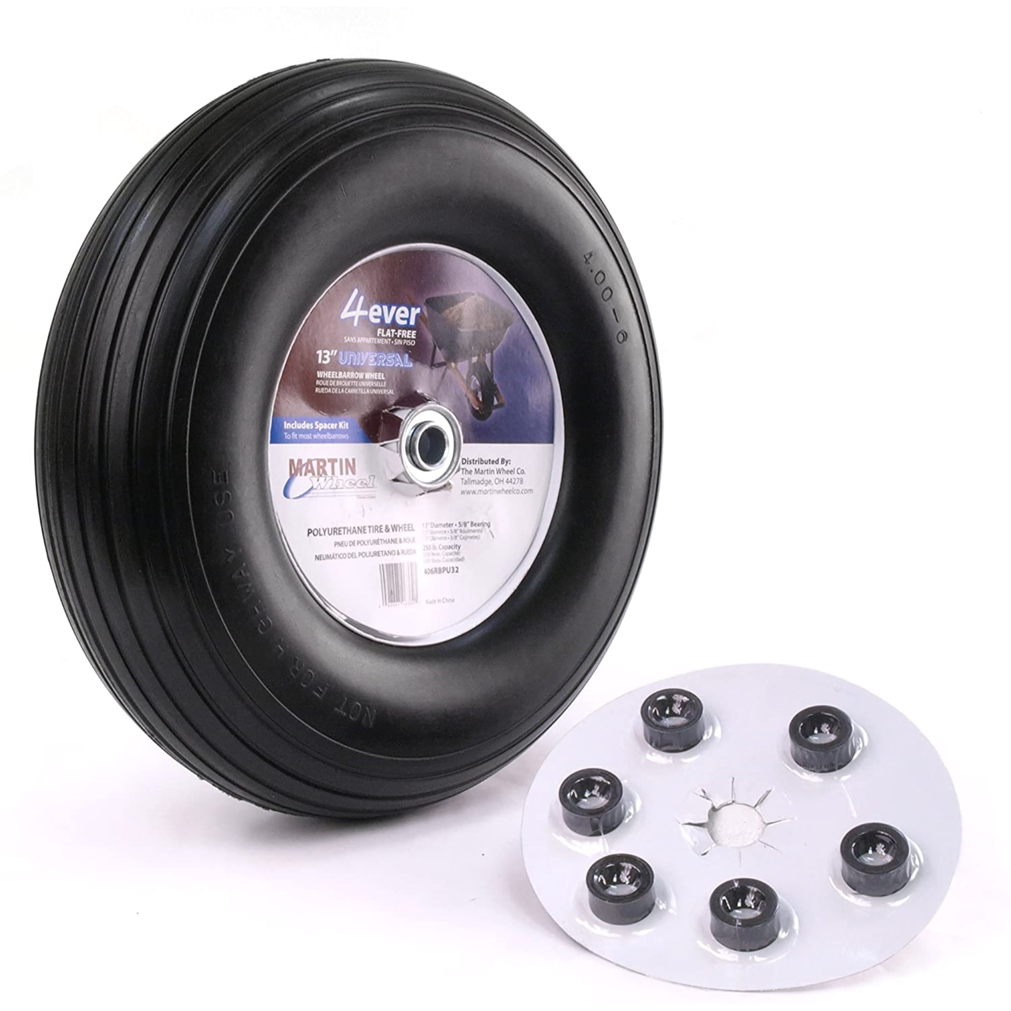 Martin Wheel Flat-Free Wheelbarrow Wheel for Lawn & Garden Use ...