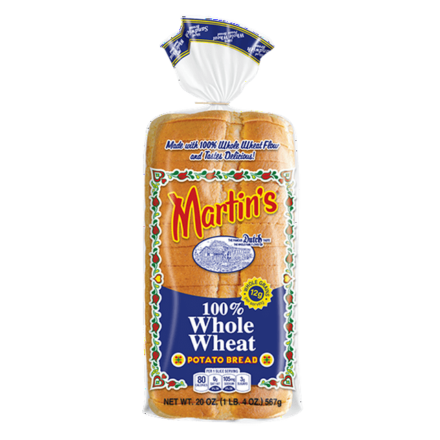 Martin's Famous Pastry 100% Whole Wheat Potato Bread- 4 Loaves ...