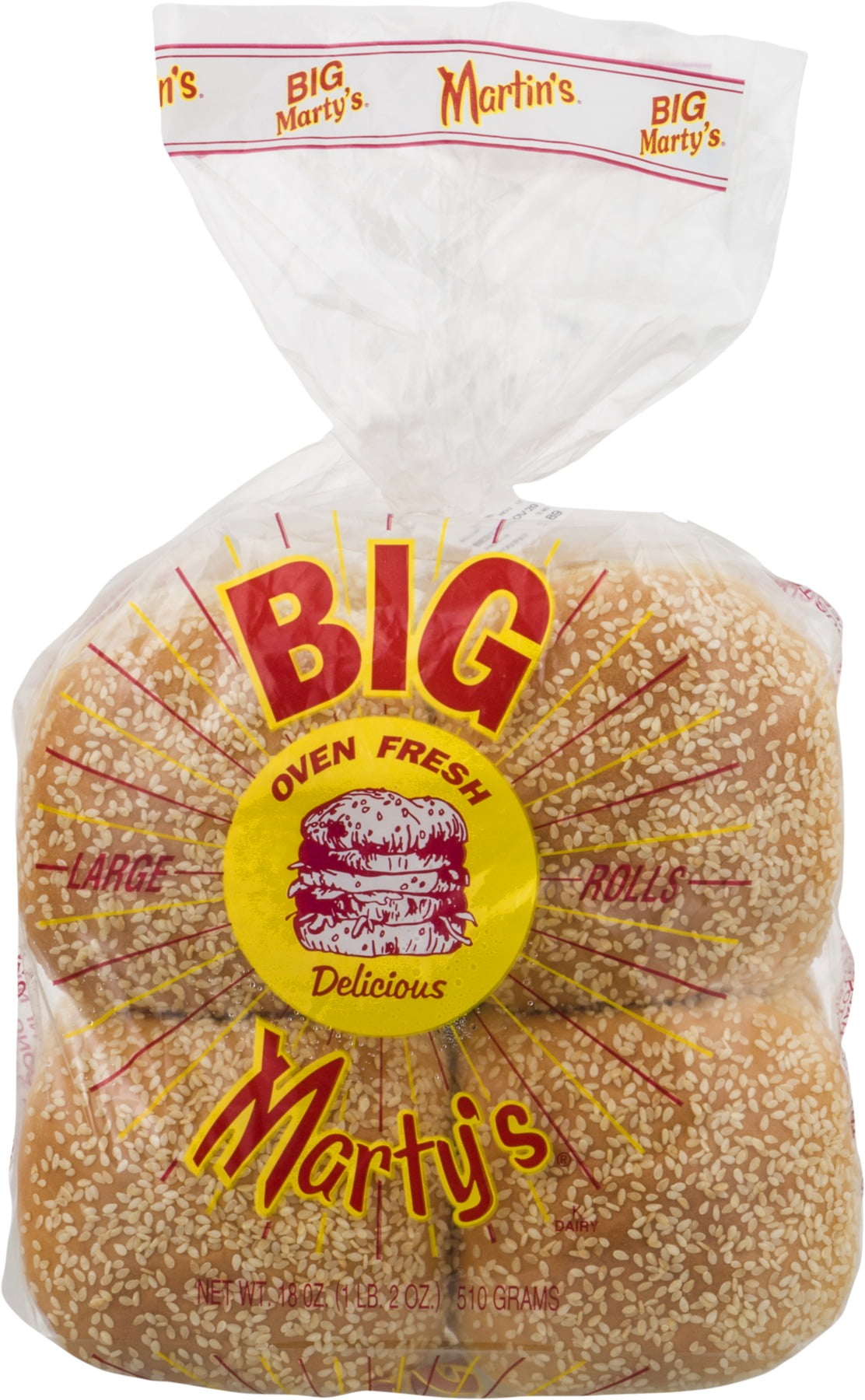 Martin's Famous Pastry Big Marty's Large Seeded Rolls, 4-Pack 8 Count ...