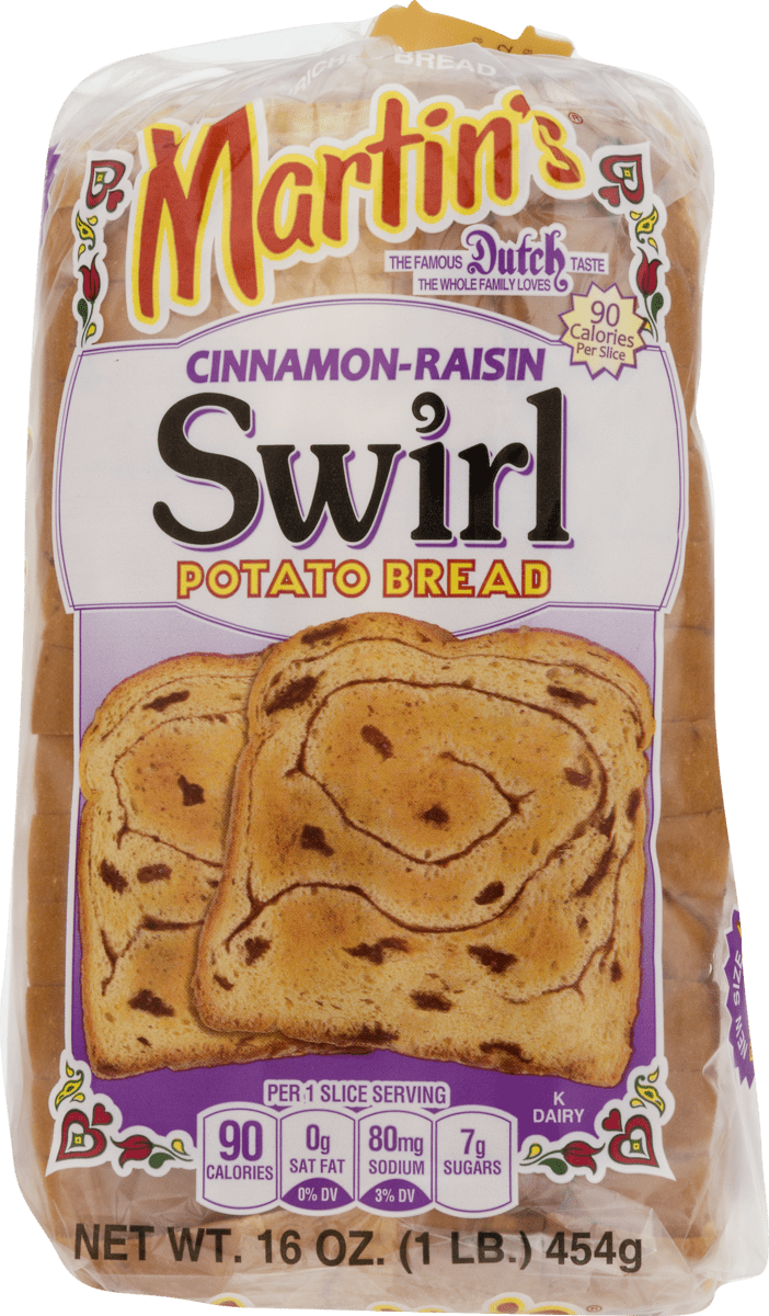 Martin's Famous Pastry Cinnamon Raisin Swirl Potato Bread, 4-Pack 16 oz ...