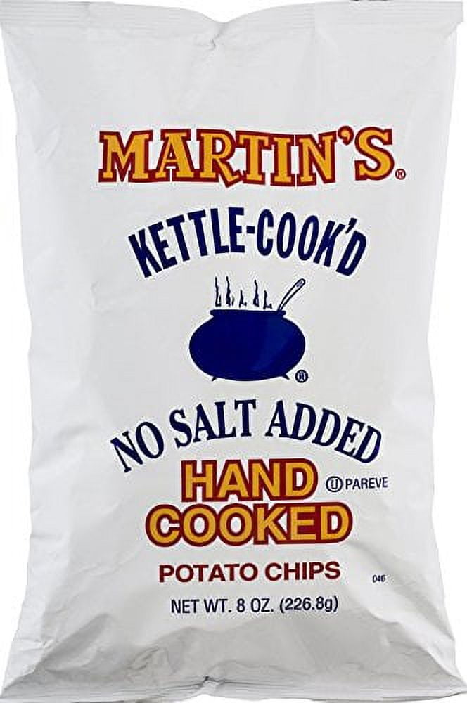Martin's Kettle-Cooked No Salt Added Potato Chips, 8 Ounces, Pack of 4 ...