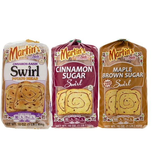 Martin's Maple Brown Sugar, Cinnamon-Raisin, & Cinnamon Sugar Swirl ...
