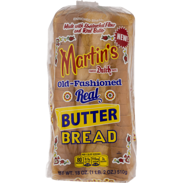 Martin's Old-Fashioned Real Butter Bread- 16 slice 18 oz. (4 Loaves ...