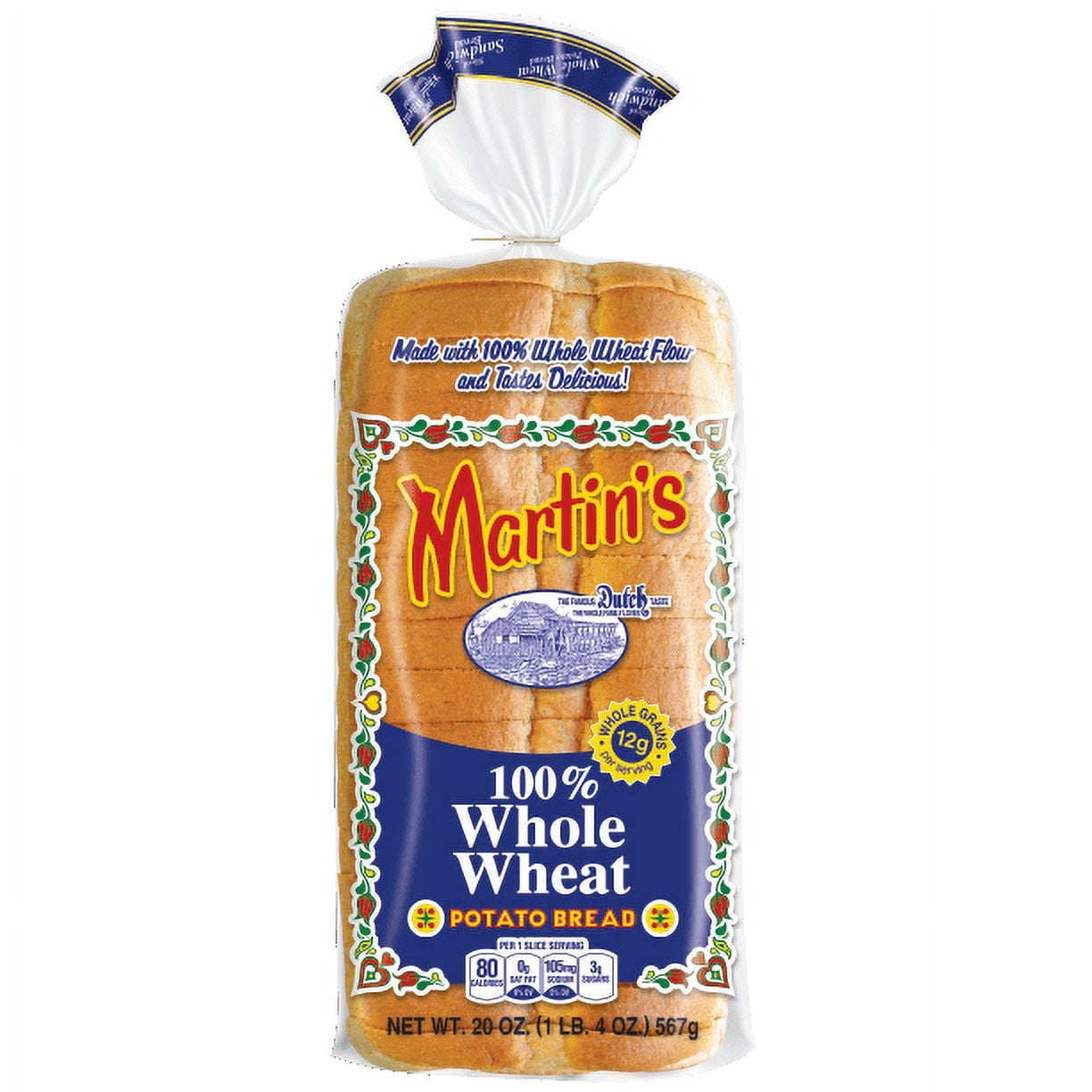 Martin's Potato 100% Whole Wheat Bread Loaf, 20 oz (Pack of 9 ...
