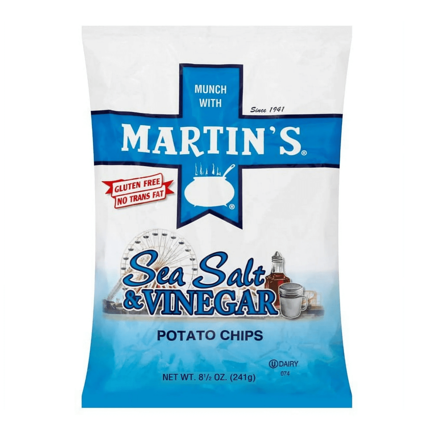 Martin's Sea Salt & Vinegar Potato Chips, 8-Pack Case 8.5 oz. Family ...